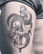An Ode To Your Bravery: 24 Snake With Flowers Tattoo Designs