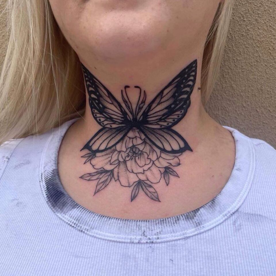 22 Butterfly Neck Tattoos That Prove The Power Of Simplicity