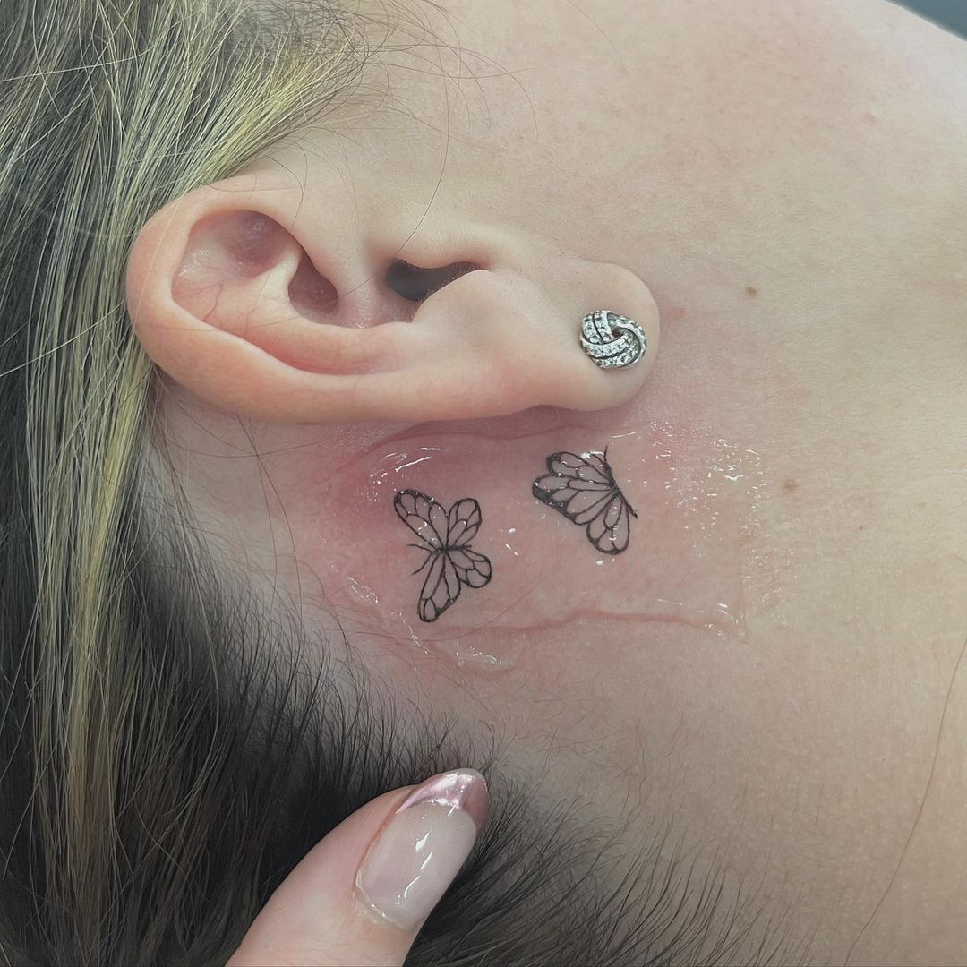 24 Creative And Cool Butterfly Tattoo Behind The Ear Ideas