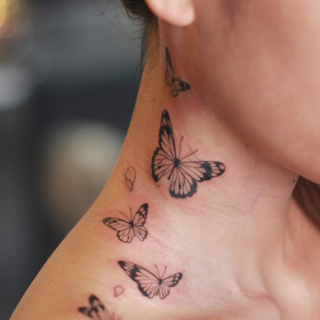 24 Creative And Cool Butterfly Tattoo Behind The Ear Ideas